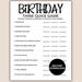 Birthday Game, Printable Birthday Party Game, Birthday Think Quick Game ...