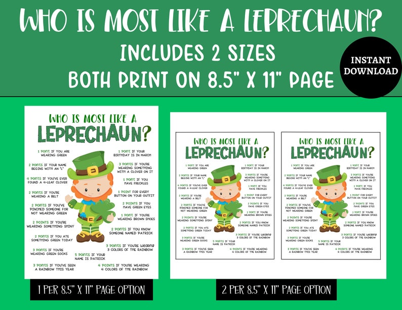 Who is Most Like A Leprechaun, St. Patrick's Day Printable Game ...