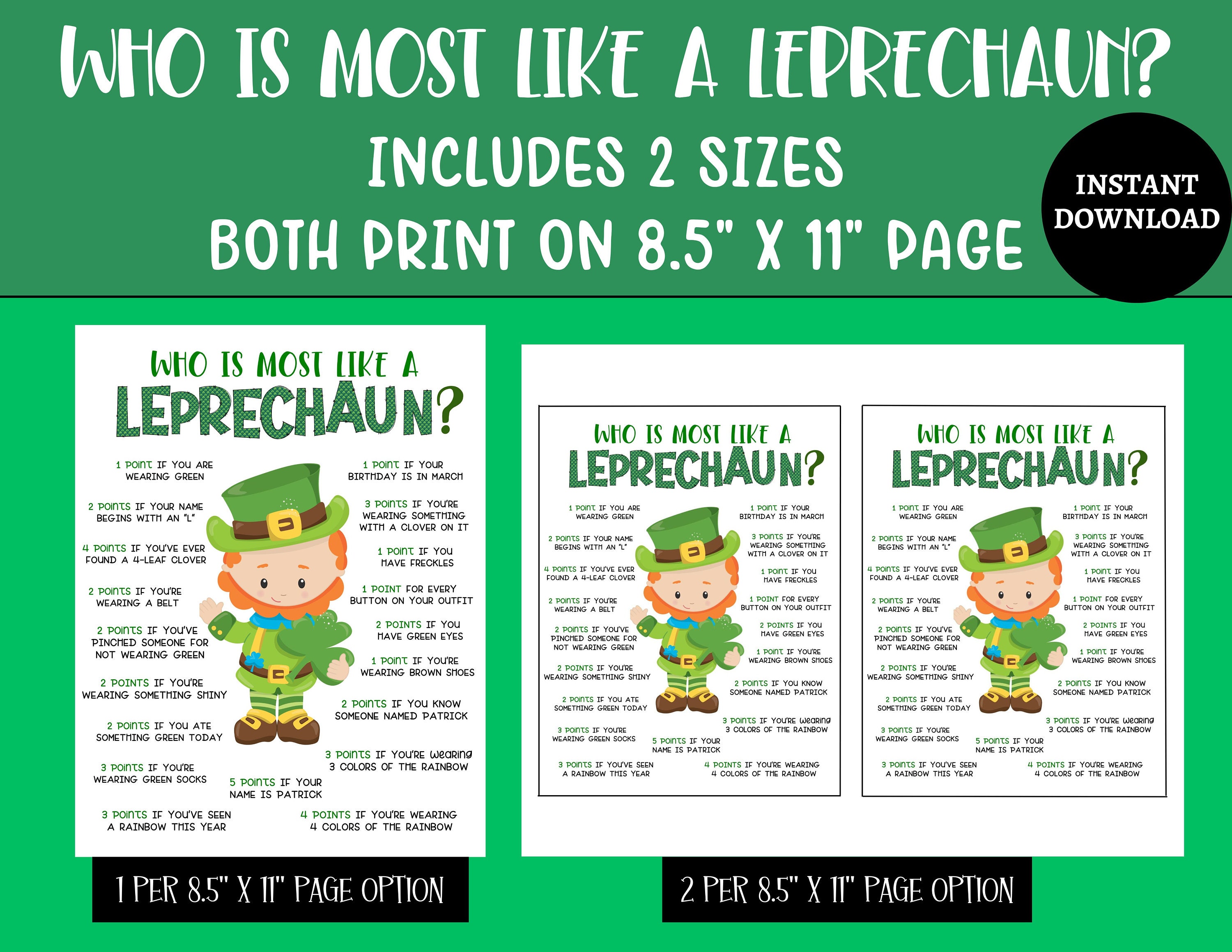Who is Most Like A Leprechaun, St. Patrick's Day Printable Game ...