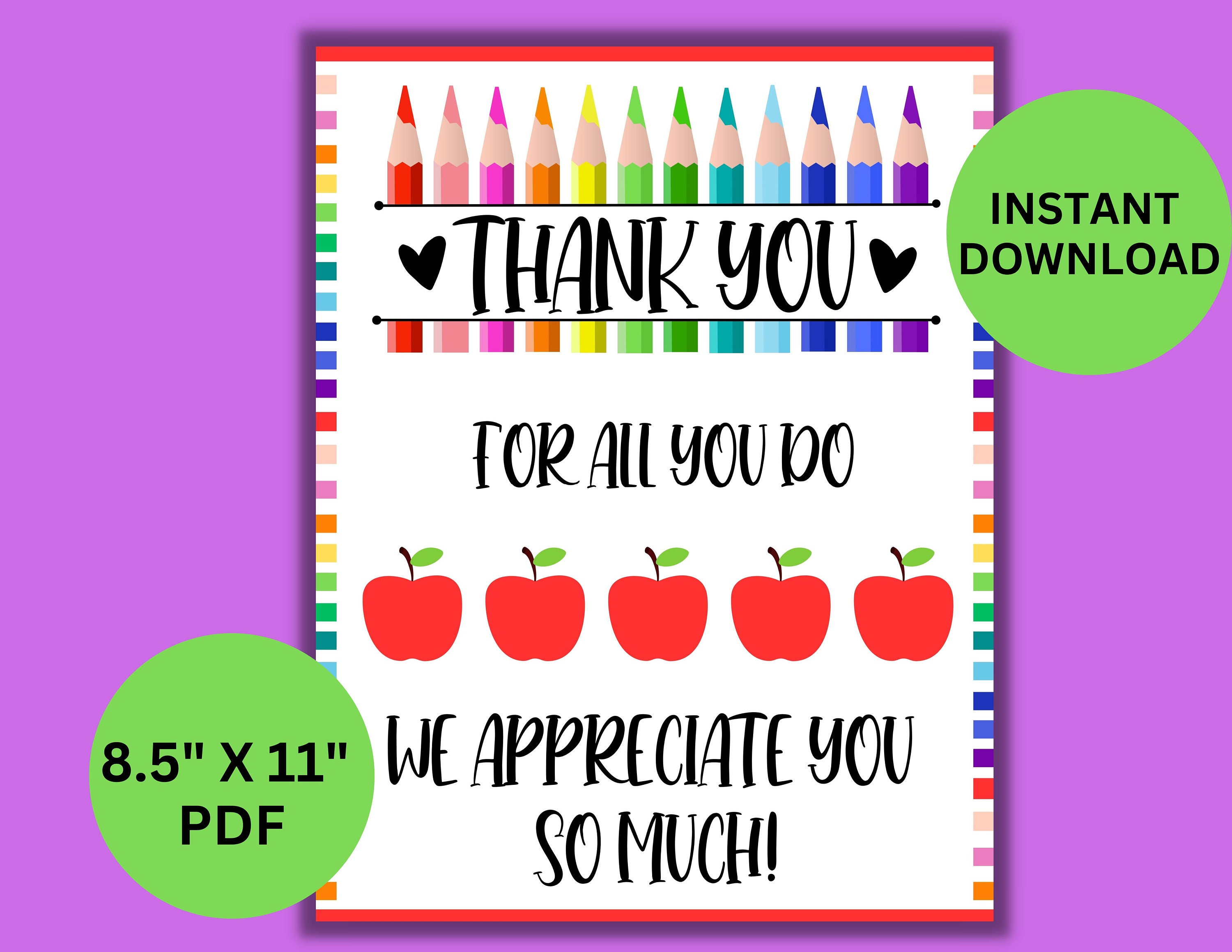 Thank You Teacher Poster, Teacher Appreciation Sign, Printable Thank ...