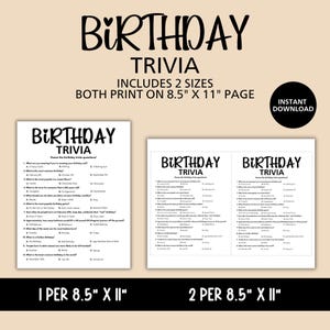 Birthday Trivia Game, Printable Birthday Game, Easy Birthday Game for ...