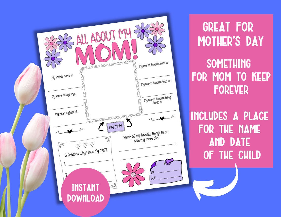 All About Mom, Mother's Day Gift, Kid's Gift for Mom, Mother's Day ...