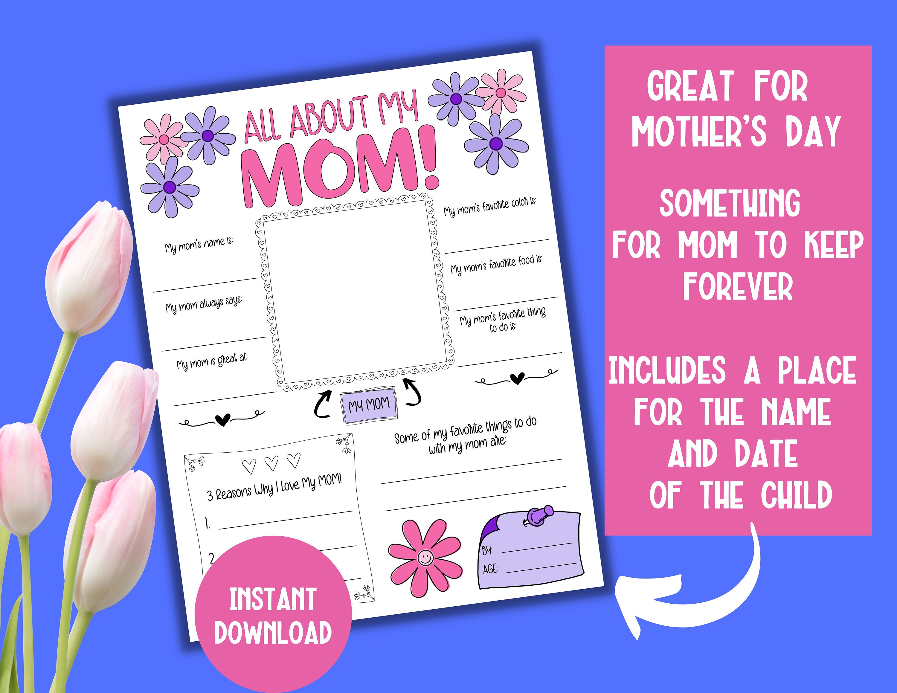 All About Mom, Mother's Day Gift, Kid's Gift for Mom, Mother's Day ...