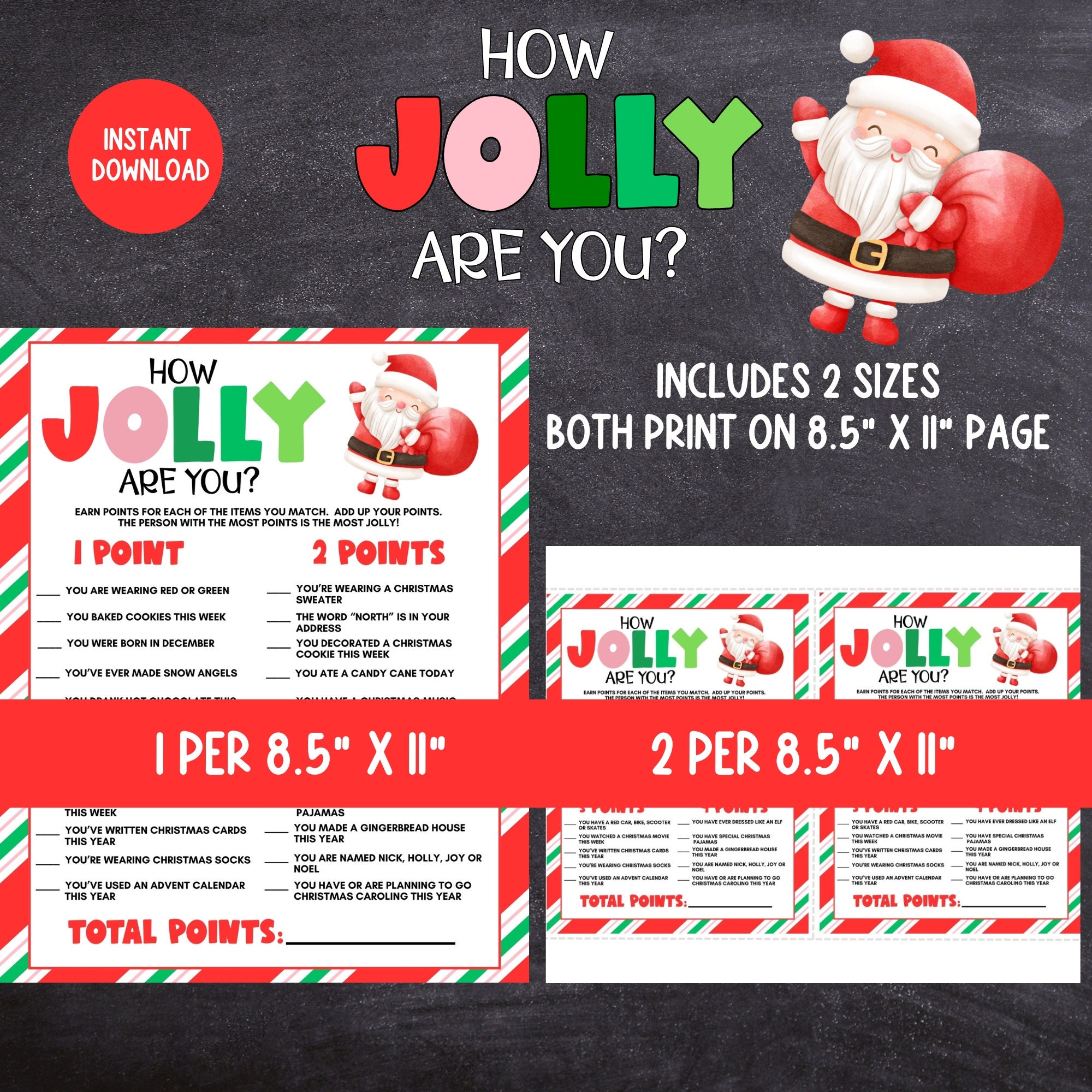 How Jolly Are You Christmas Game, Printable Group Christmas Party Game ...