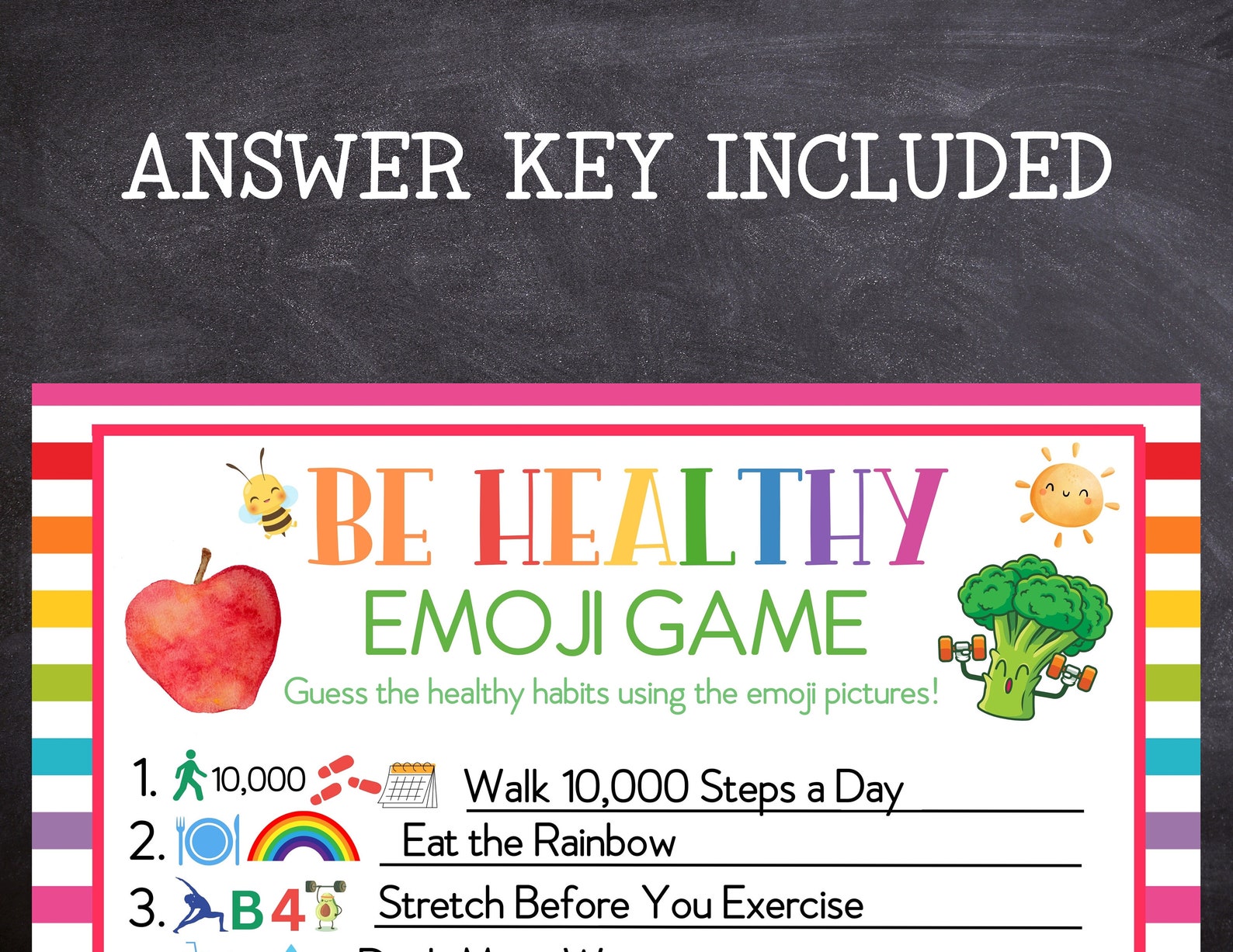 Be Healthy Emoji Game, Fun Way to Learn Healthy Habits, Printable Emoji ...