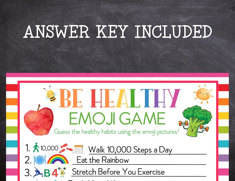 Be Healthy Emoji Game, Fun Way to Learn Healthy Habits, Printable Emoji ...