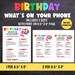 Birthday Party Game, Printable Birthday What's on Your Phone, Birthday ...