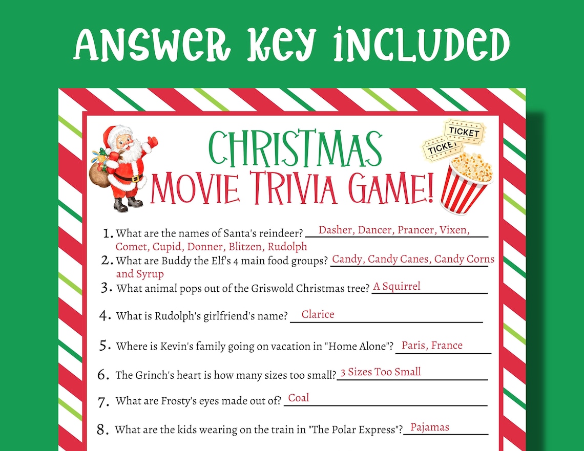 Christmas Movie Trivia Game, Christmas Printable Game, Christmas Party ...