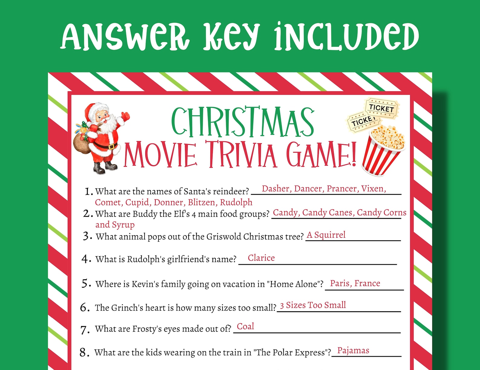 Christmas Movie Trivia Game, Christmas Printable Game, Christmas Party ...