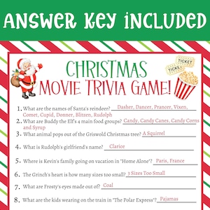 Christmas Movie Trivia Game, Christmas Printable Game, Christmas Party ...