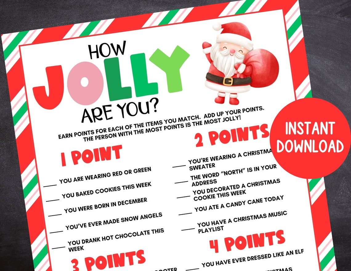 How Jolly Are You Christmas Game, Printable Group Christmas Party Game ...
