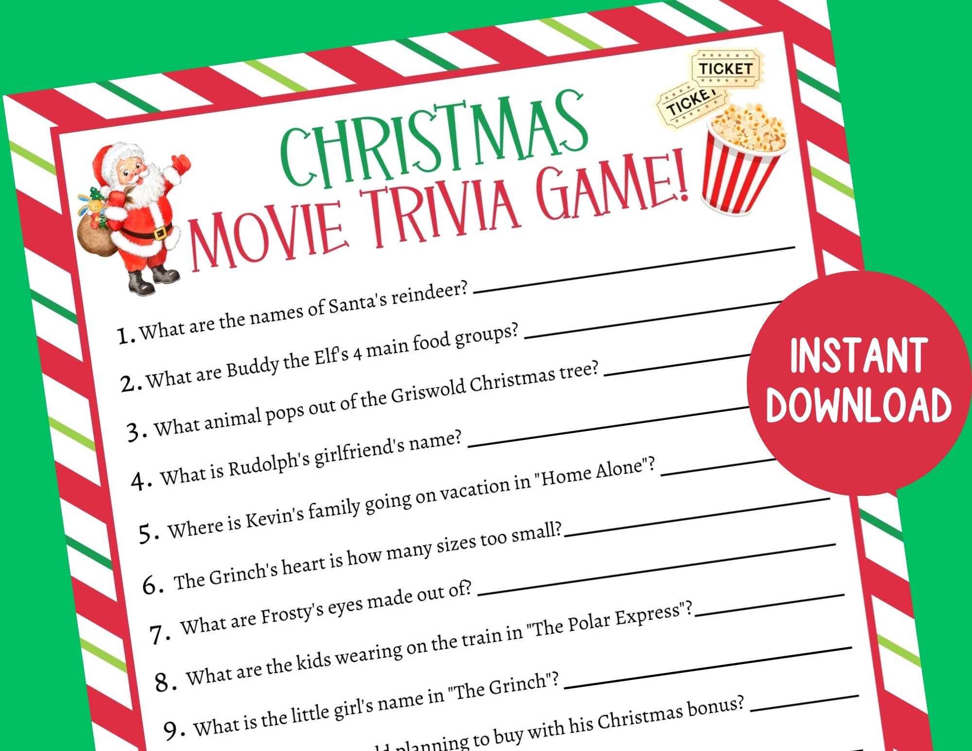 Christmas Movie Trivia Game, Christmas Printable Game, Christmas Party ...