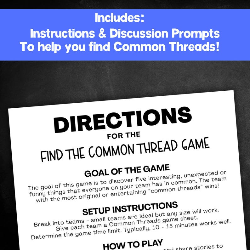 Icebreaker Game, Printable Find the Common Thread Game, Get to Know You ...