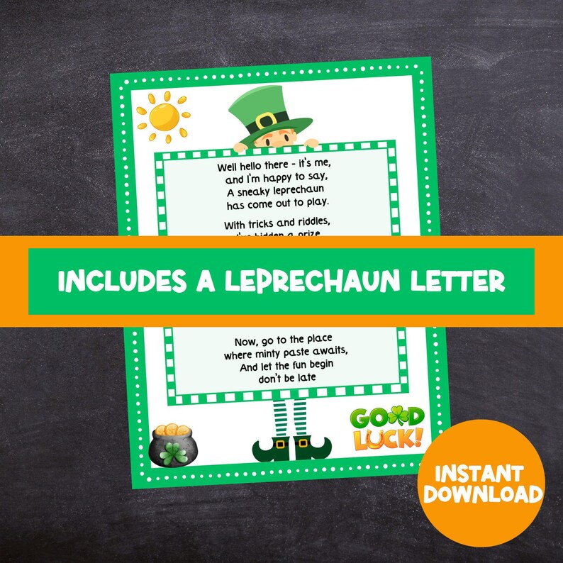 Leprechaun Treasure Hunt, Printable St. Patricks Day Treasure Hunt ...