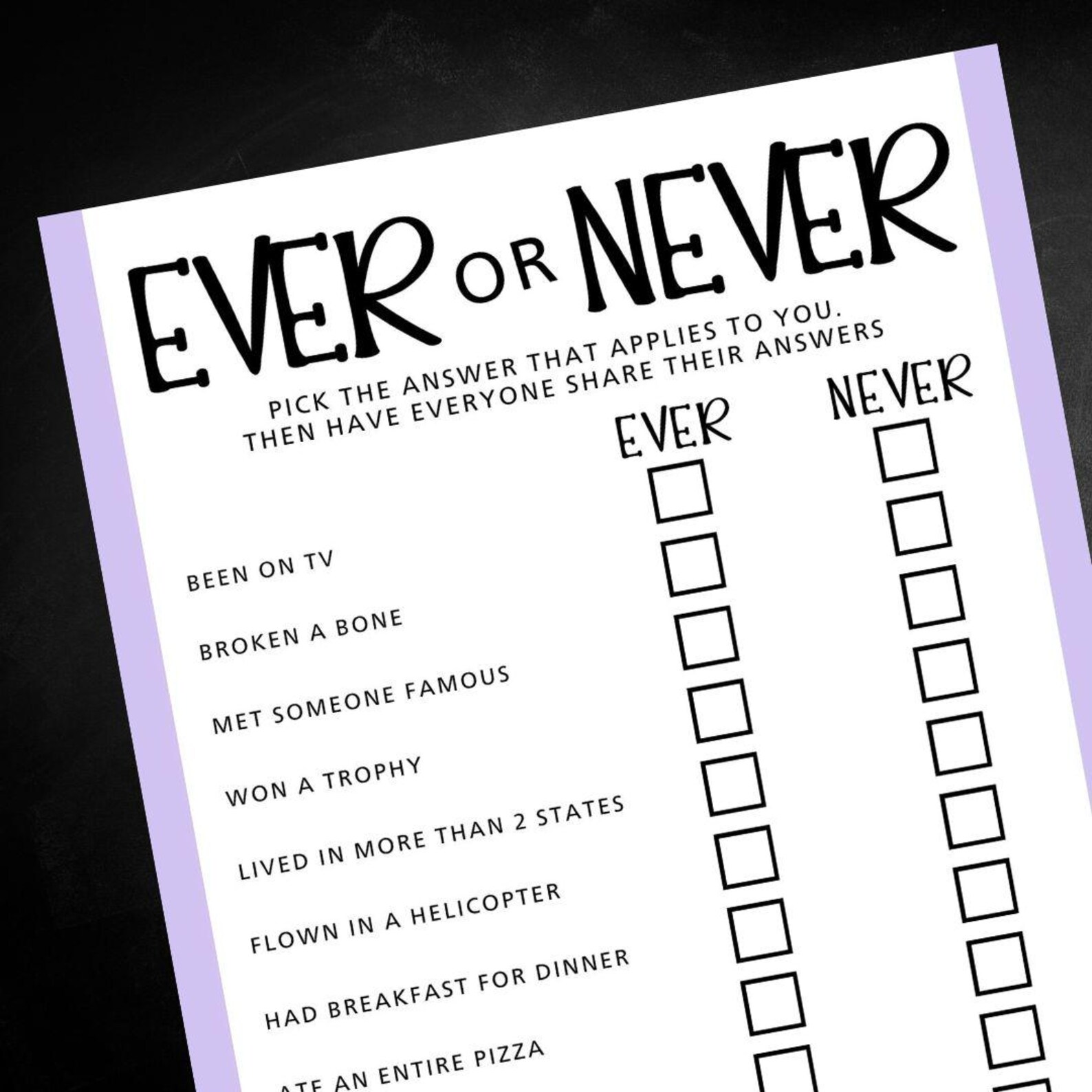 Icebreaker Game, Printable Ever or Never Game, Pastel Trivia Icebreaker ...