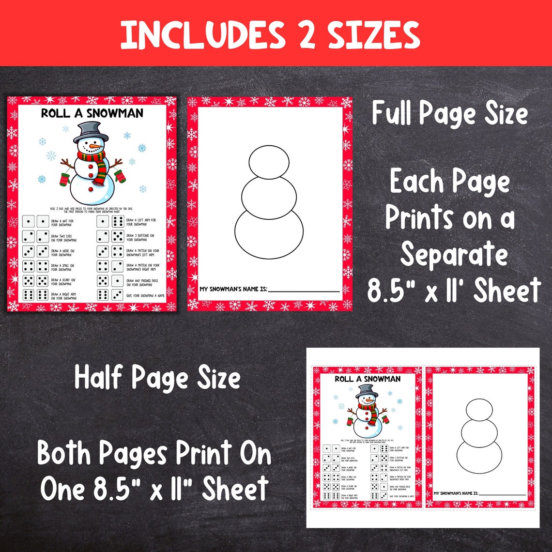 Roll a Snowman Game, Printable Christmas Group Game, Holiday Classroom ...