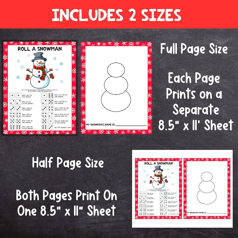 Roll a Snowman Game, Printable Christmas Group Game, Holiday Classroom ...