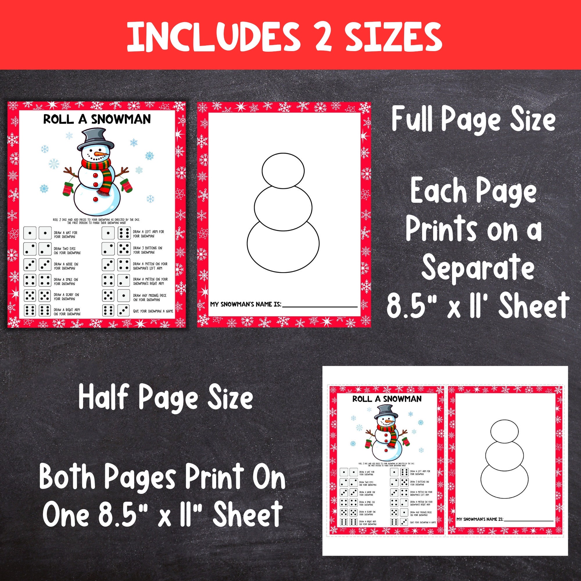 Roll a Snowman Game, Printable Christmas Group Game, Holiday Classroom ...