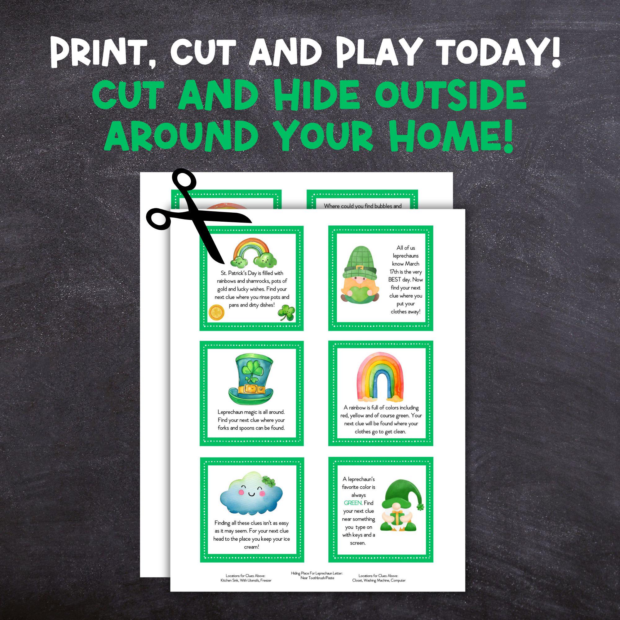 Leprechaun Treasure Hunt, Printable St. Patricks Day Treasure Hunt ...