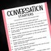 Conversation Starters, Printable Icebreakers, Party Starter Icebreakers ...