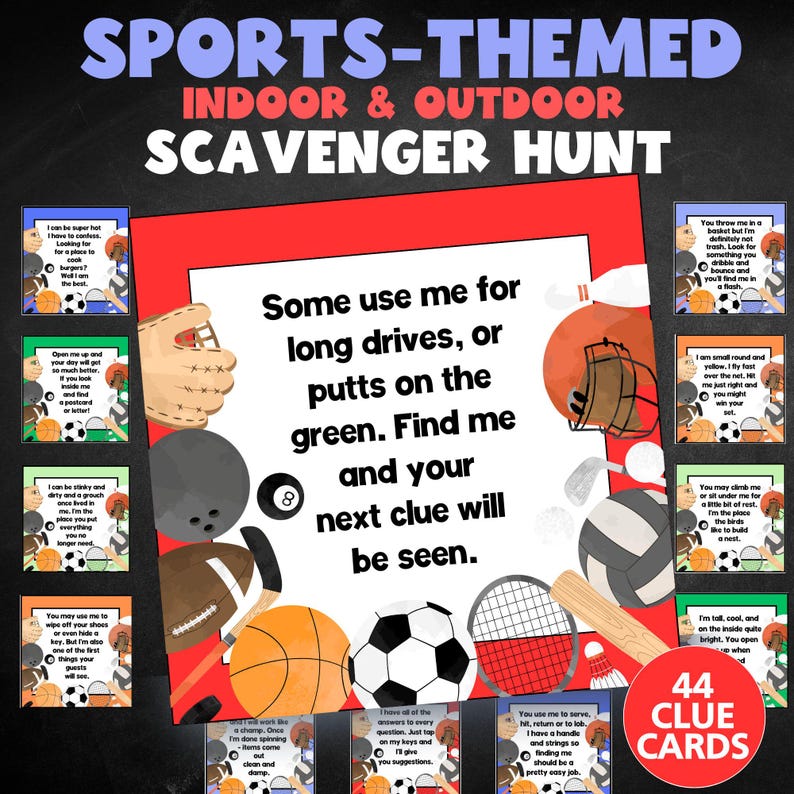 Sports Scavenger Hunt for Kids, Printable Birthday Party Game for Boys ...