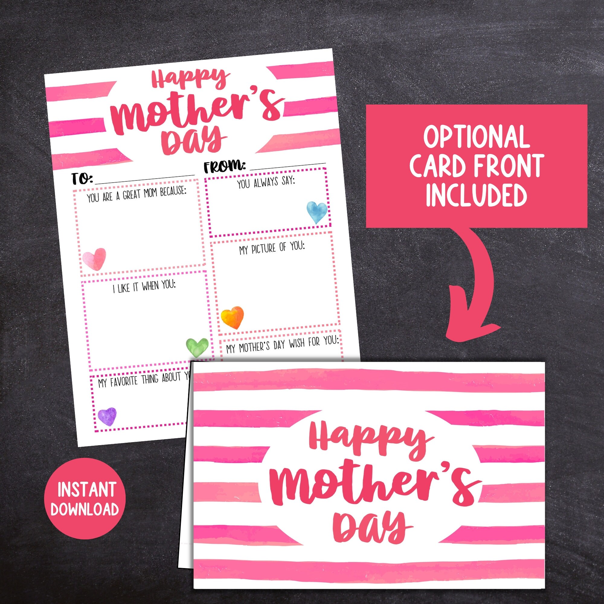 Mother's Day Card for Kids, Printable Kids Mother's Day Card, Mother ...