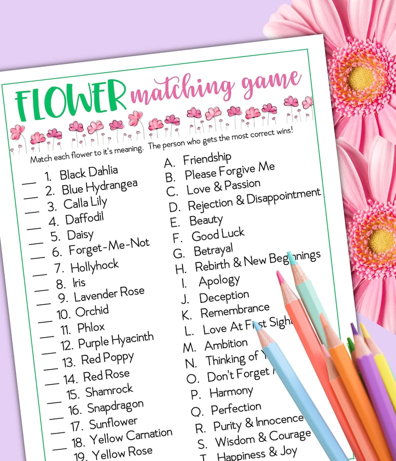 Flower Matching Game, Printable Springtime Game, Spring Trivia Game ...