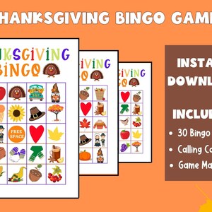 Thanksgiving Bingo, Printable Classroom Thanksgiving Game, Family ...