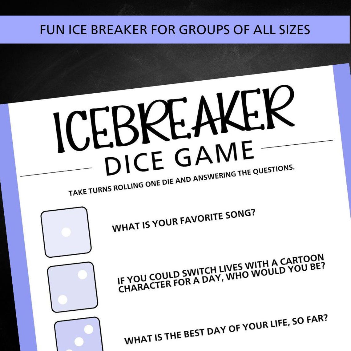 Icebreaker Game, Printable Icebreaker Dice Game, Pastel Party Starter ...