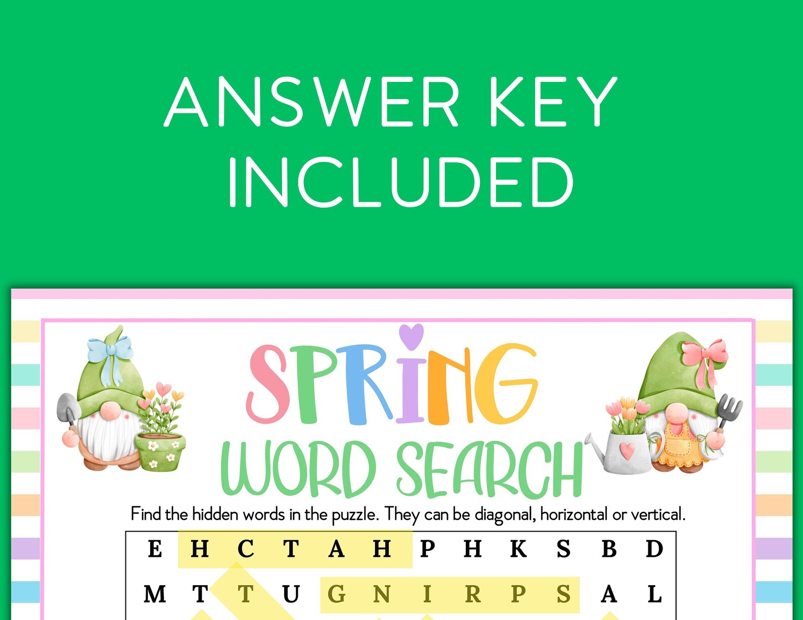 Spring Word Search, Spring Game, Word Search, Printable Game for Spring ...