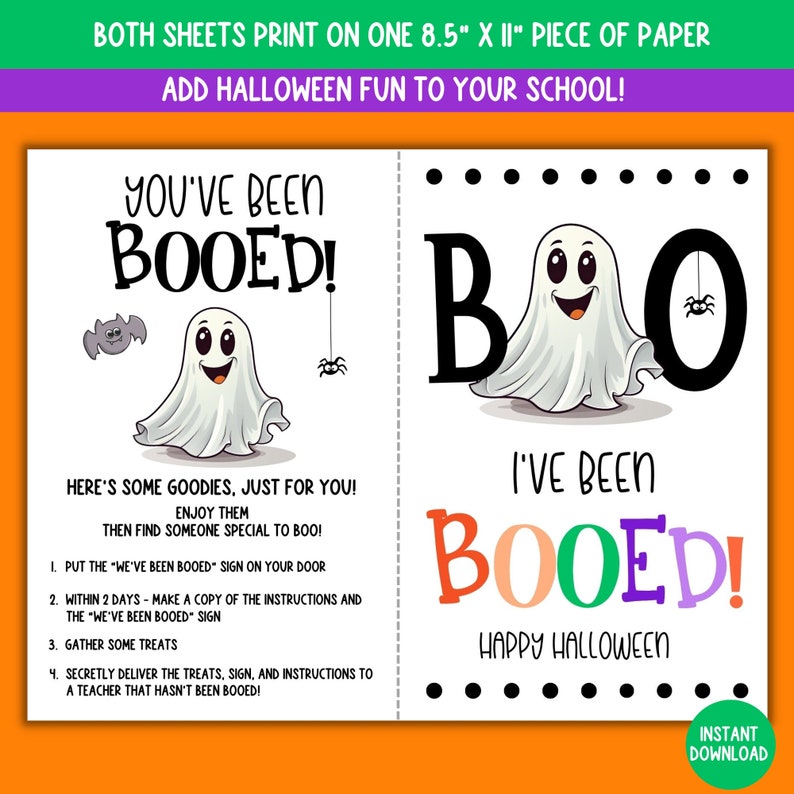 You've Been Booed Game, Printable Booed Game for Teachers, Booed Sign ...