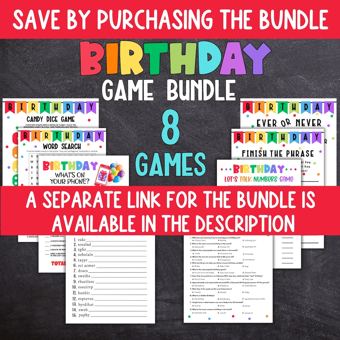 Birthday Trivia Game, Printable Birthday Game, Easy Birthday Game for ...