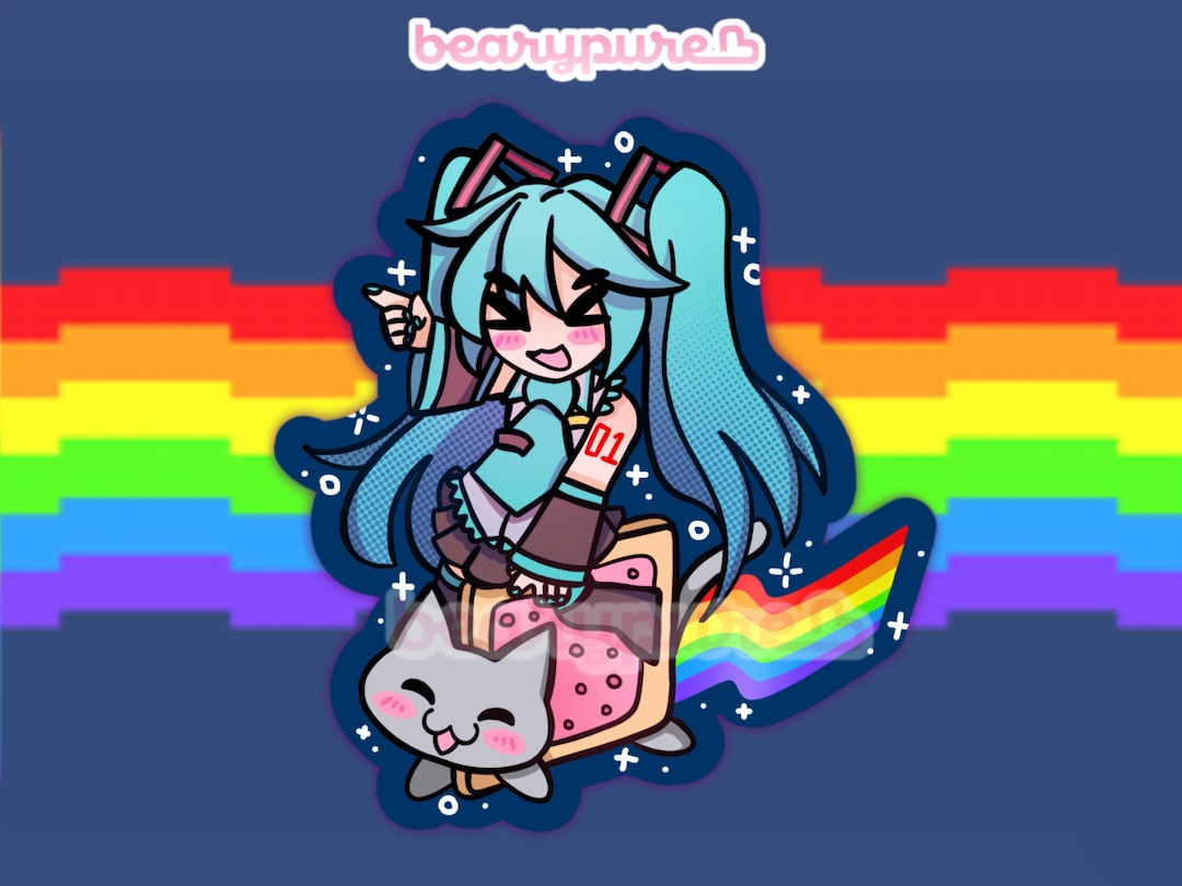 Miku X Nyan Cat Sticker | Hatsune Miku, Nyancat, Vocaloid, Anime, Cute ...