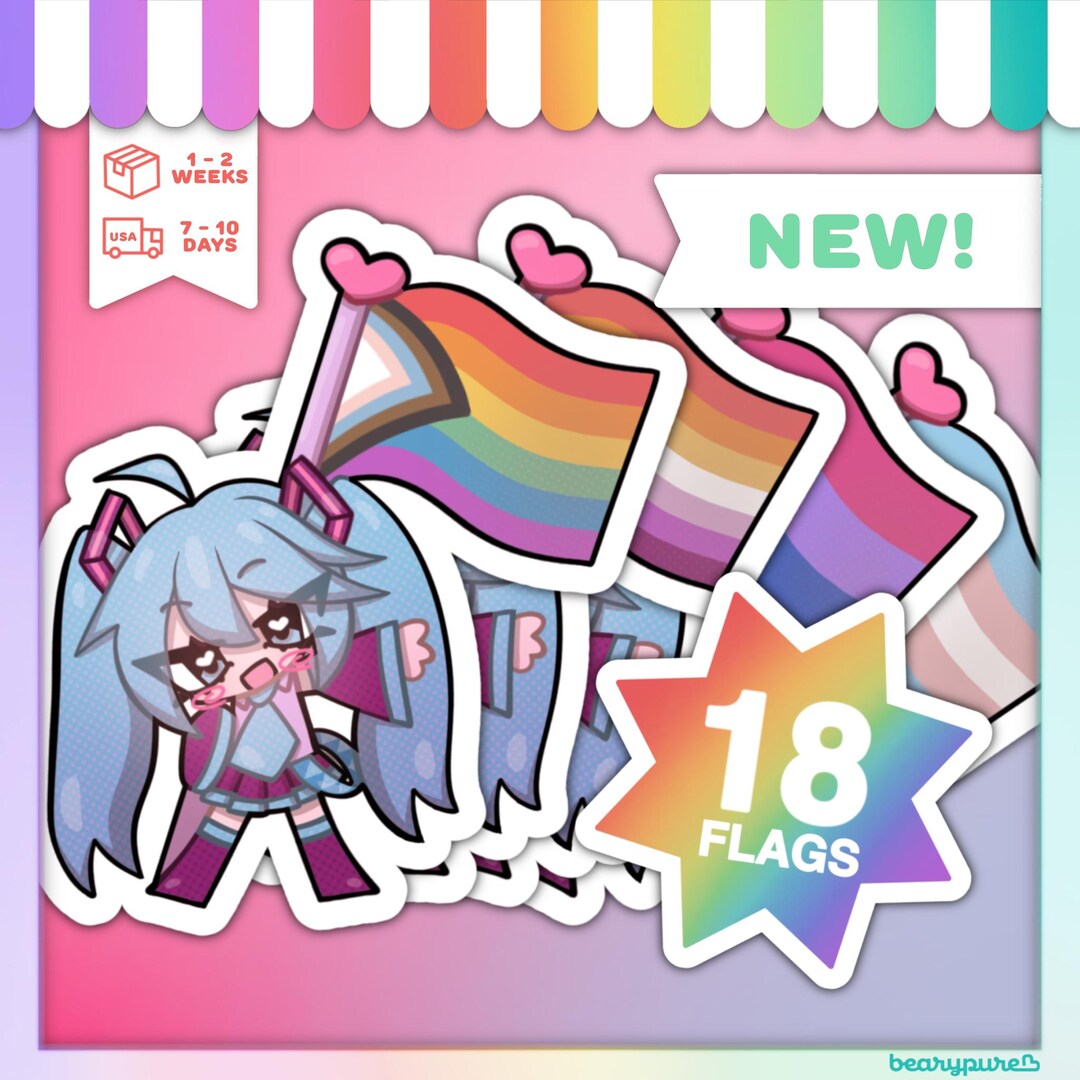 NEW DESIGN! Hatsune Miku LGBTQIA+ Flag Stickers | Vocaloid, Anime ...