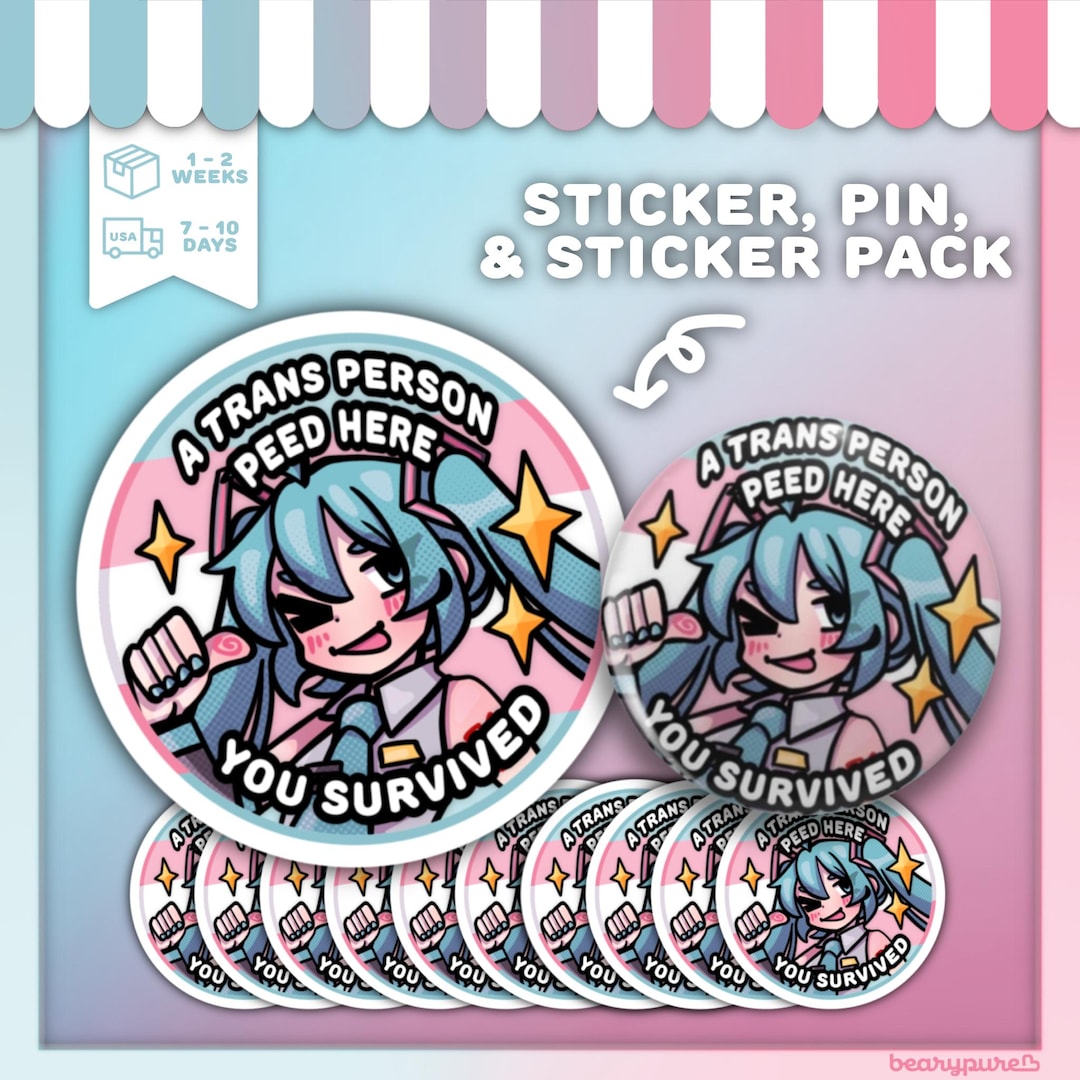 Hatsune Miku "a Trans Person Peed Here" Stickers and Pin | Hatsune Miku ...