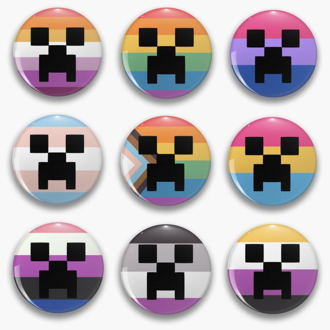 LIMITED RUN! MC Creeper Lgbtqia+ Button Pins | Mob, Lesbian, Gay ...