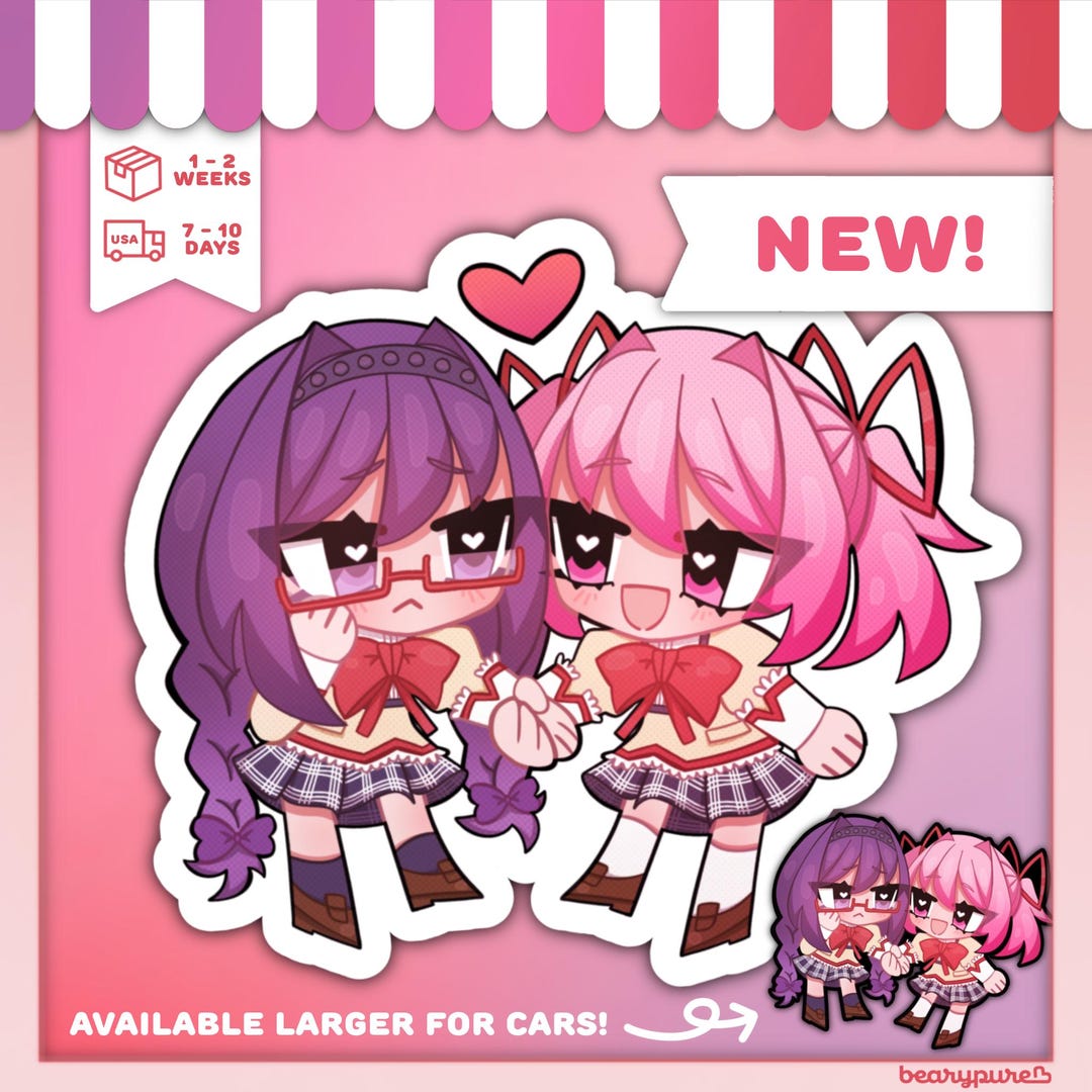 Madoka & Homura Hand Holding Sticker | Car Decal, Magical Girl, Puella ...