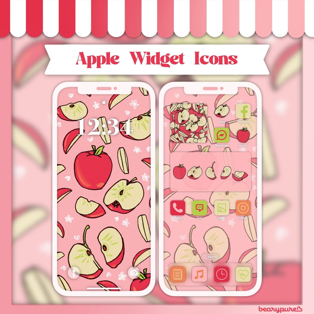 Apple Widget Icons | Wallpaper, Background, Digital Download, Apples ...