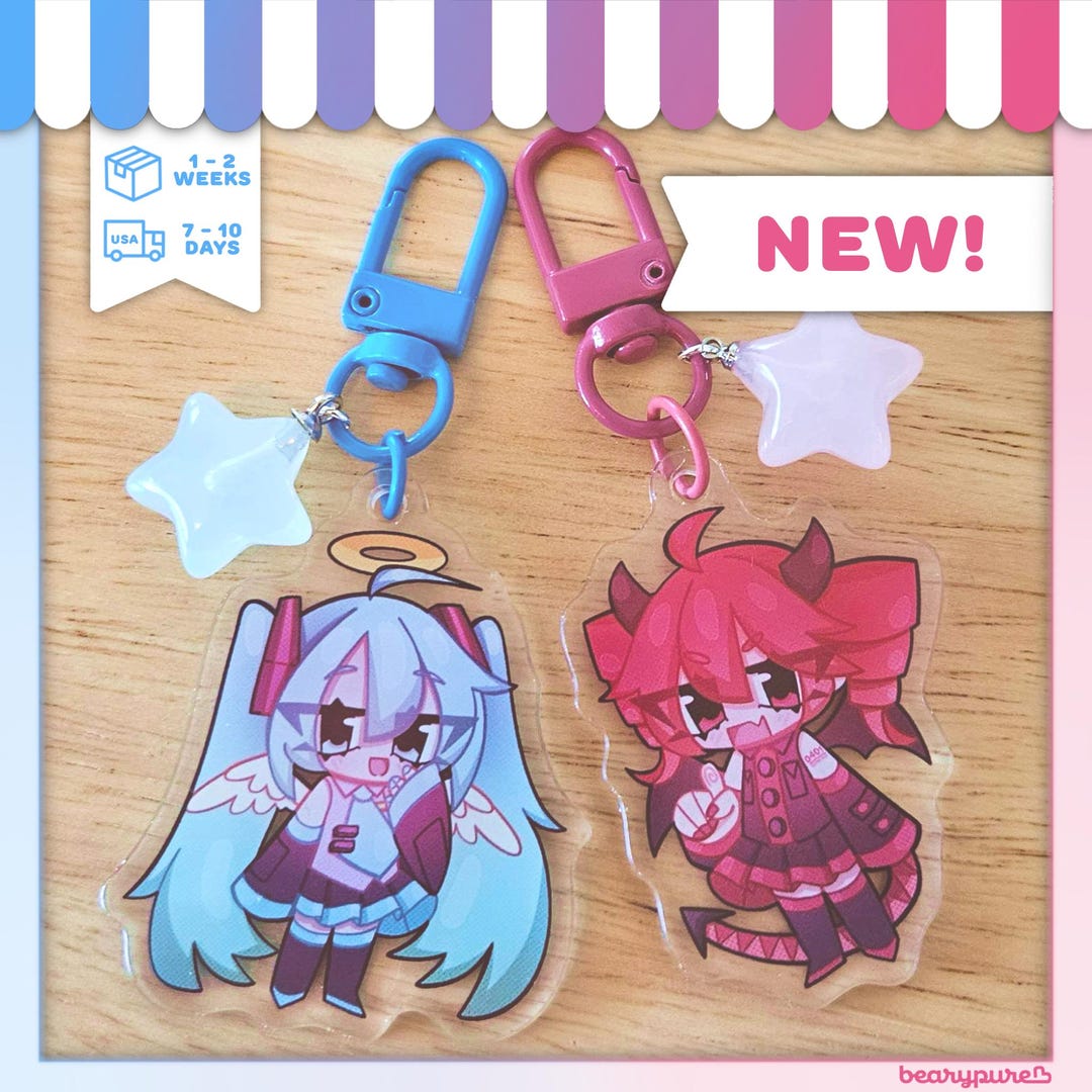 Angelic Miku & Devilish Teto Acrylic Keycharms | Angel, Devil, Hatsune ...