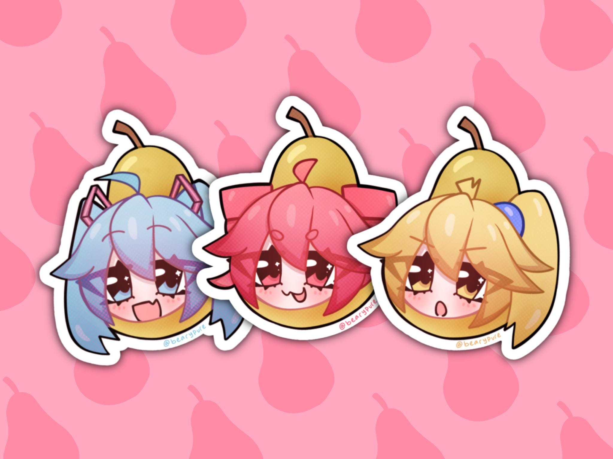 Triple Pear Stickers | Akita Neru, Hatsune Miku, Kasane Teto, Vocaloid ...