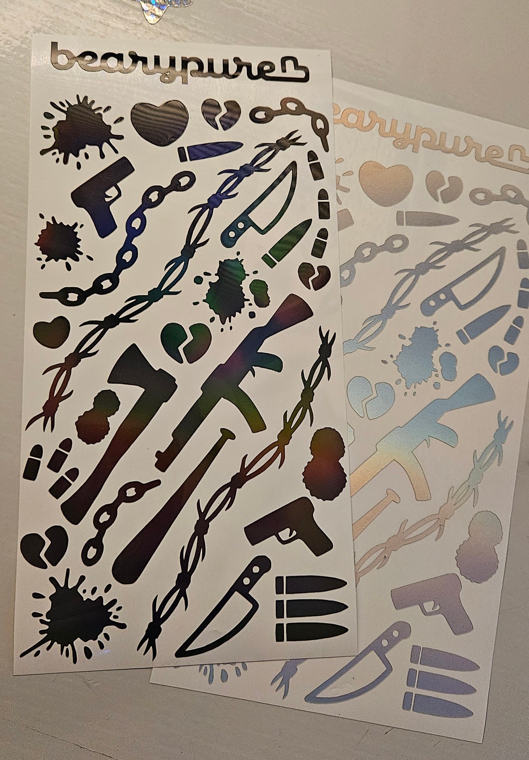 DISCONTINUING While Supplies Last Edgy Weapon Deco Holographic Sticker ...