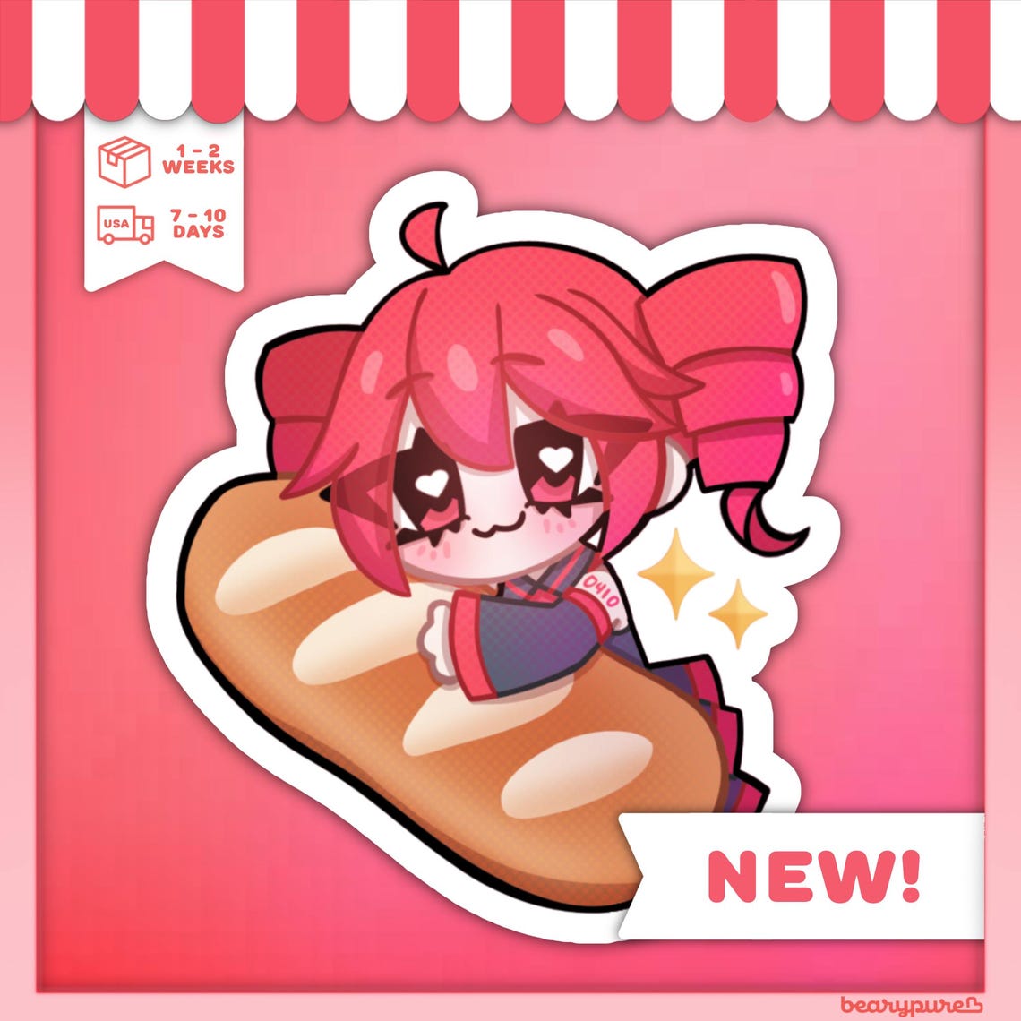 Teto Baguette Sticker | Kasane Teto, Vocaloid, Utauloid, Anime, Cute ...