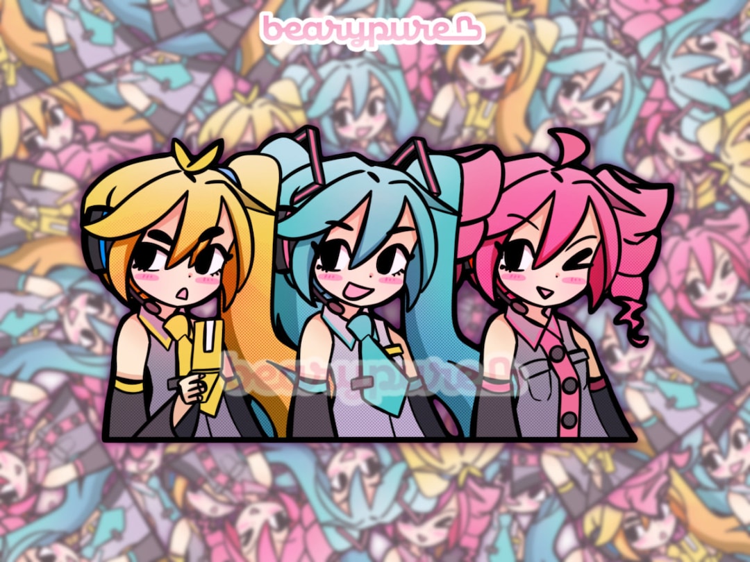 Triple Baka Large Sticker | Car Decal, Akita Neru, Hatsune Miku, Kasane ...