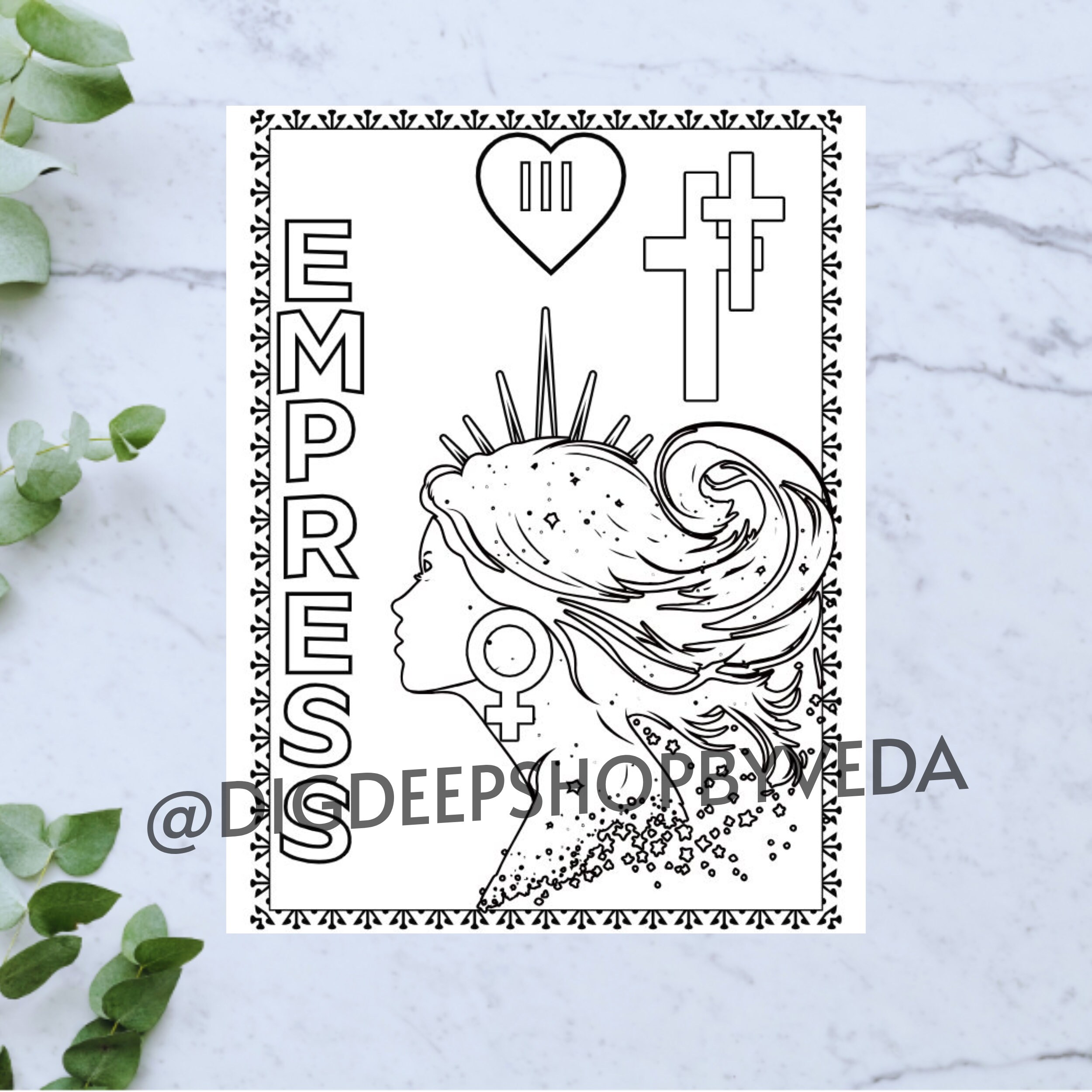 Empress Coloring Page | Tarot Inspired Meditative Coloring | Spiritual ...