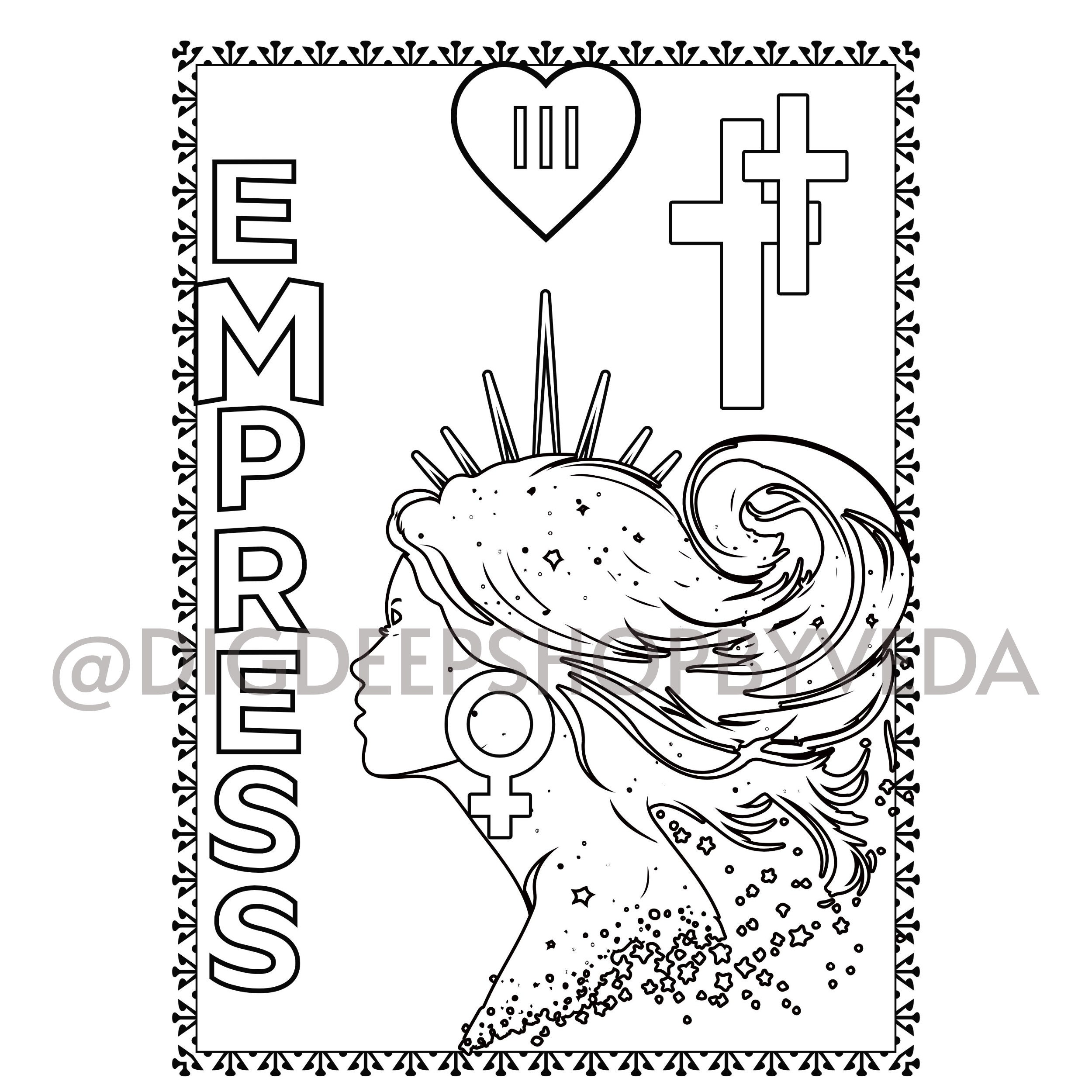Empress Coloring Page | Tarot Inspired Meditative Coloring | Spiritual ...