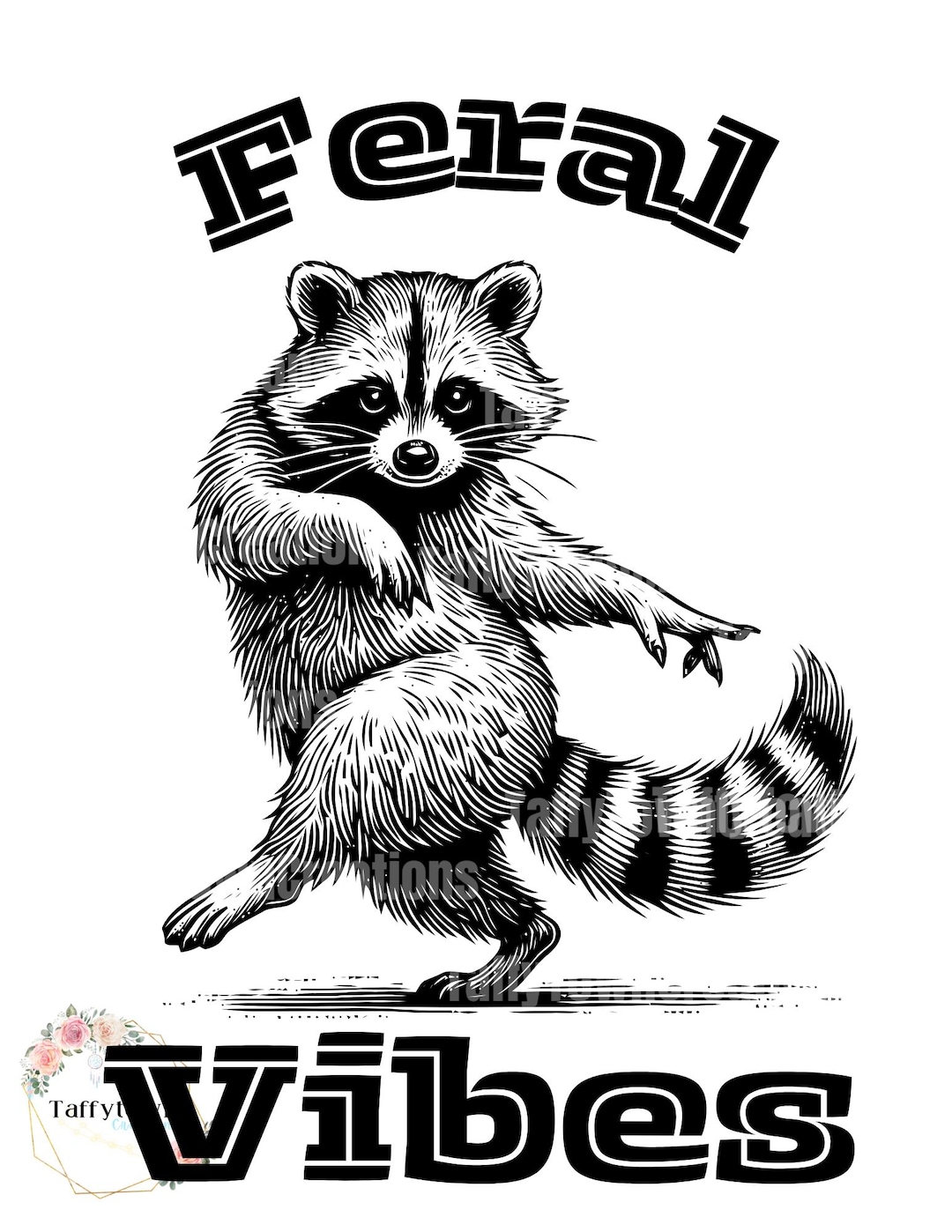 Feral Vibes Digital Design, Summer Vibes, Racoon Gift, DIY Apparel ...