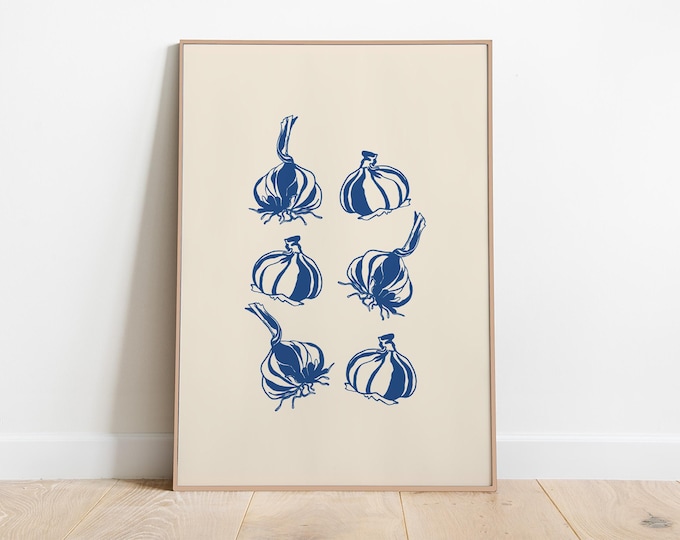 Garlic Wall Art, Garlic Girl Poster Kitchen Decor, Funky Vegetable ...