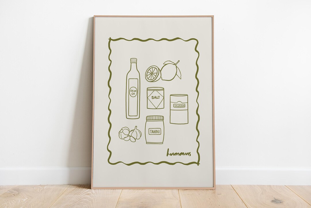 Hummus Kitchen Art Print: Middle Eastern Food Poster (digital Download ...