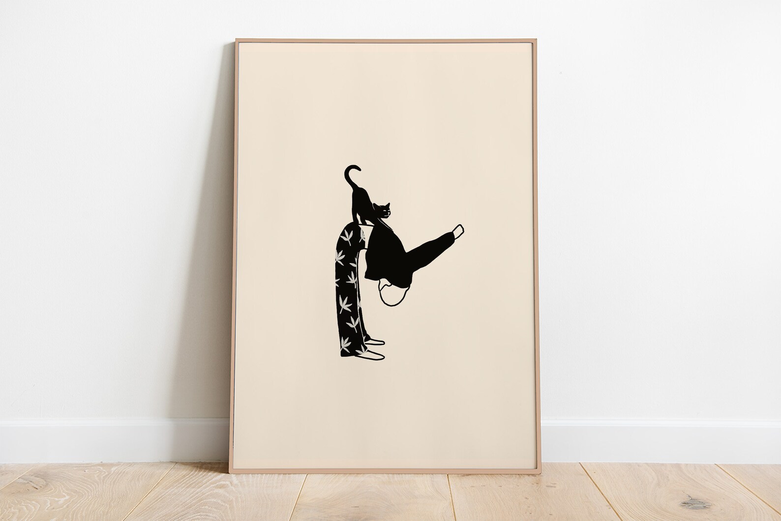 Morning Cat Stretch Print, Line Art Print, Cat Wall Art, Cat Lover Art ...