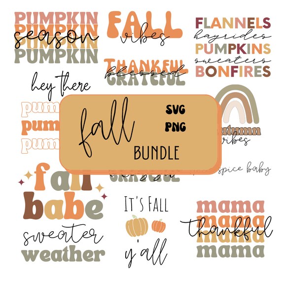 Fall / Autumn / Thanksgiving SVG PNG Bundle / Retro / Fall - Etsy